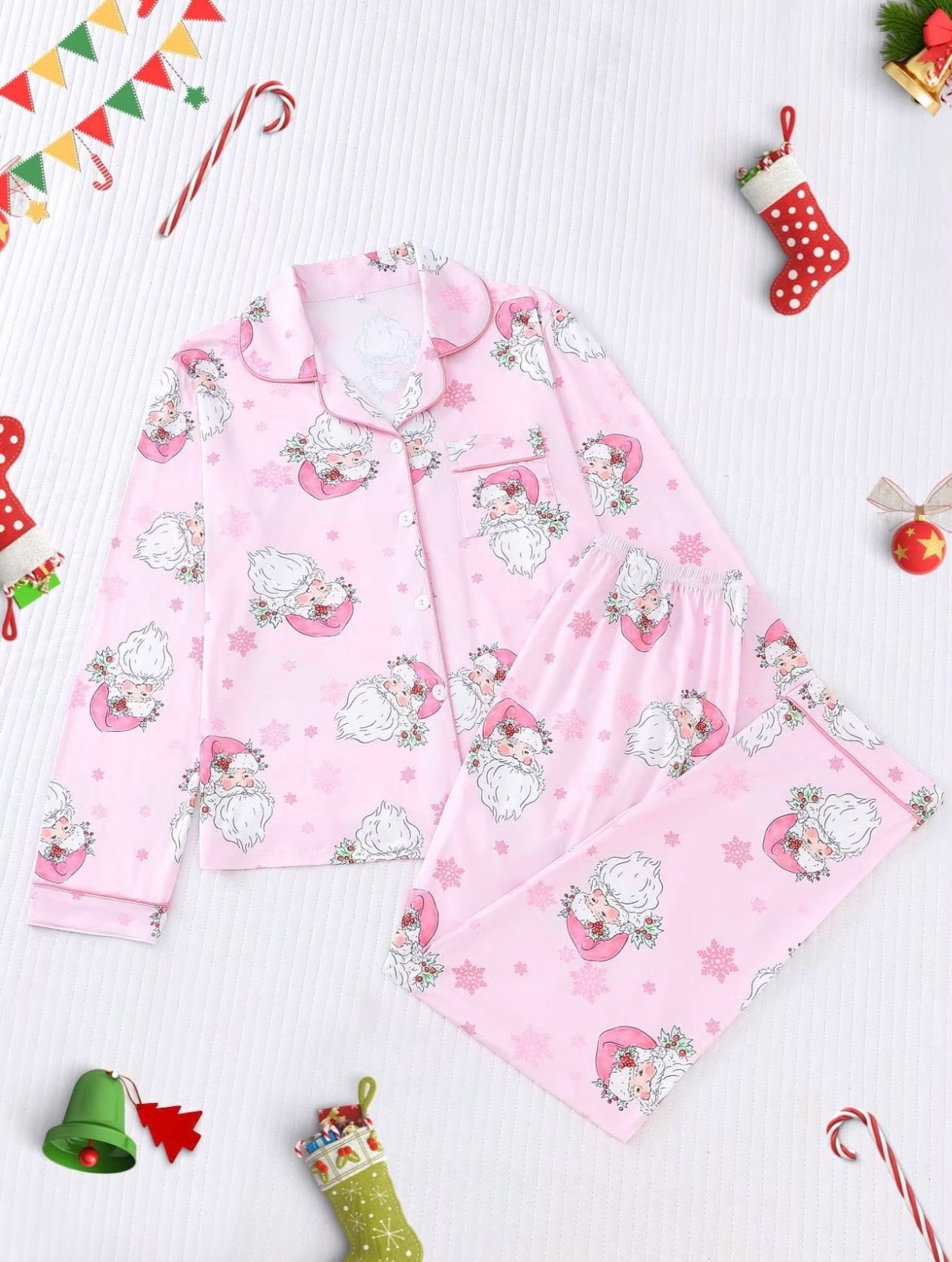 Pink Vintage Santa Pj’s – Ada Royce Boutique
